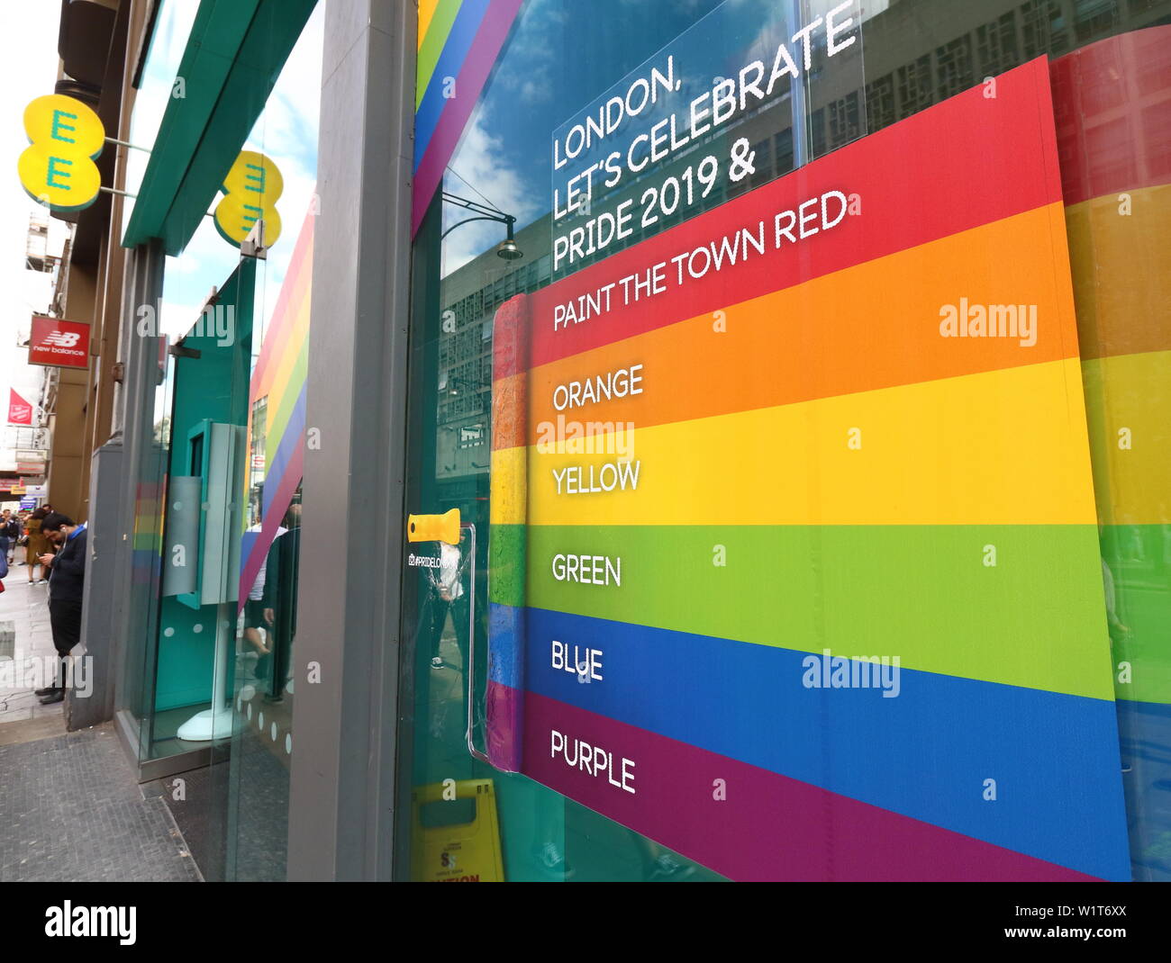 Rainbow display seen outside EE Phone store.Many retail stores in the ...