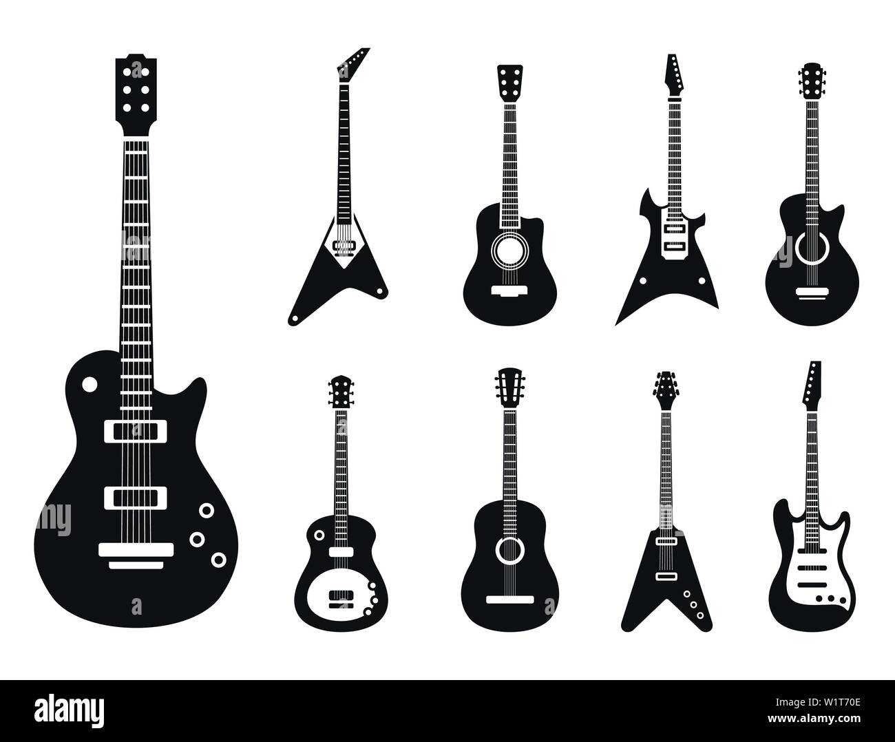 Electric guitar icons set. Simple set of electric guitar vector icons ... Electric guitar icons set. Simple set of electric guitar vector icons ...