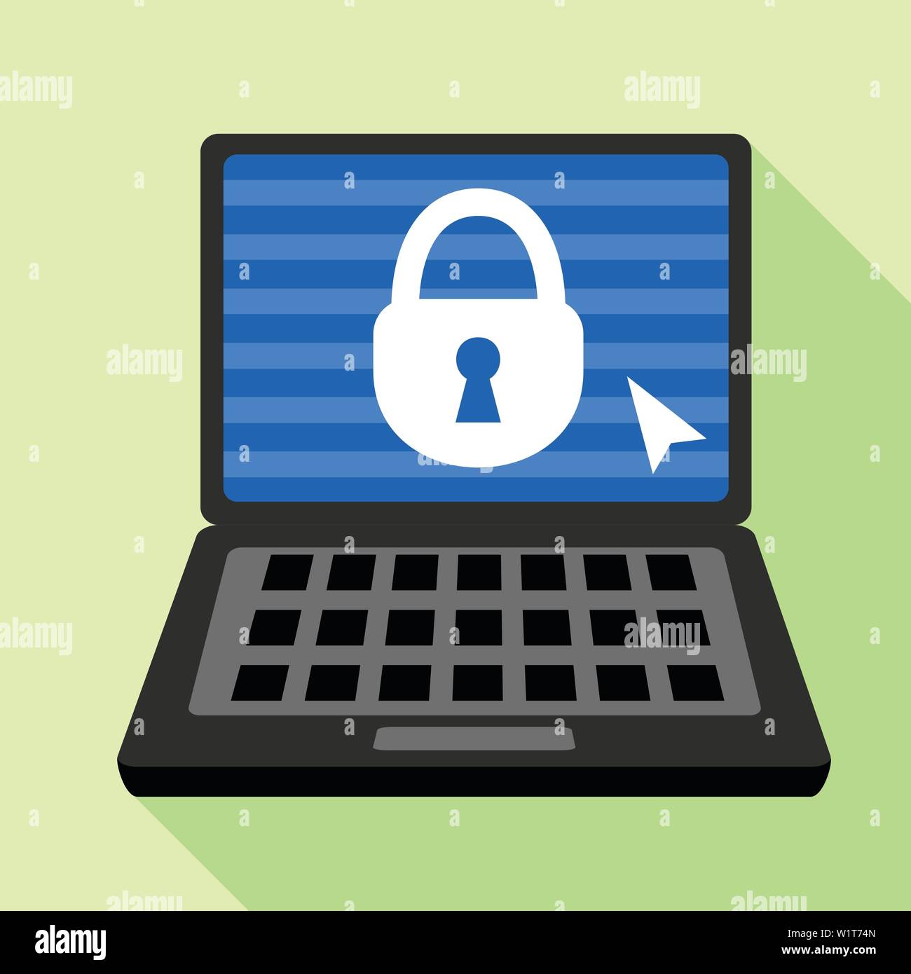 Locked laptop icon. Flat illustration of locked laptop vector icon for ...