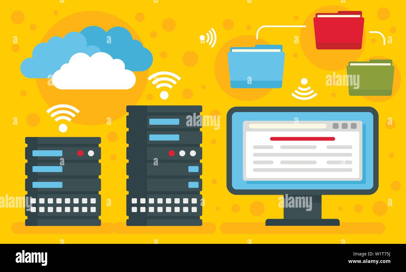 Hosting concept background. Flat illustration of hosting vector concept background for web ...