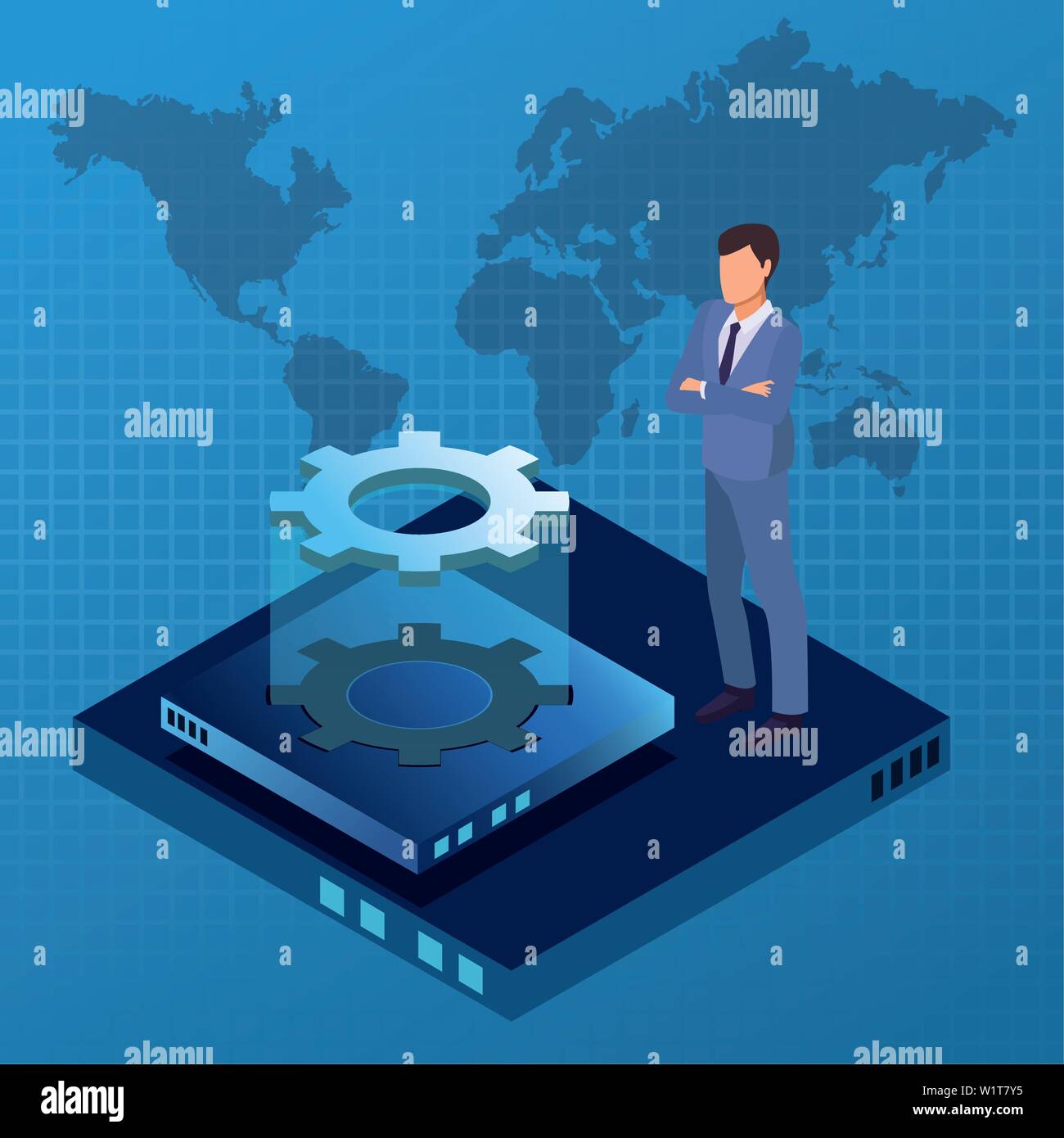 Digital technology blue symbols Stock Vector Image & Art - Alamy