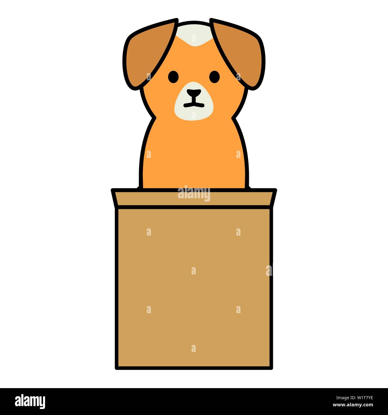 little dog adorable with carton box vector illustration design Stock ...