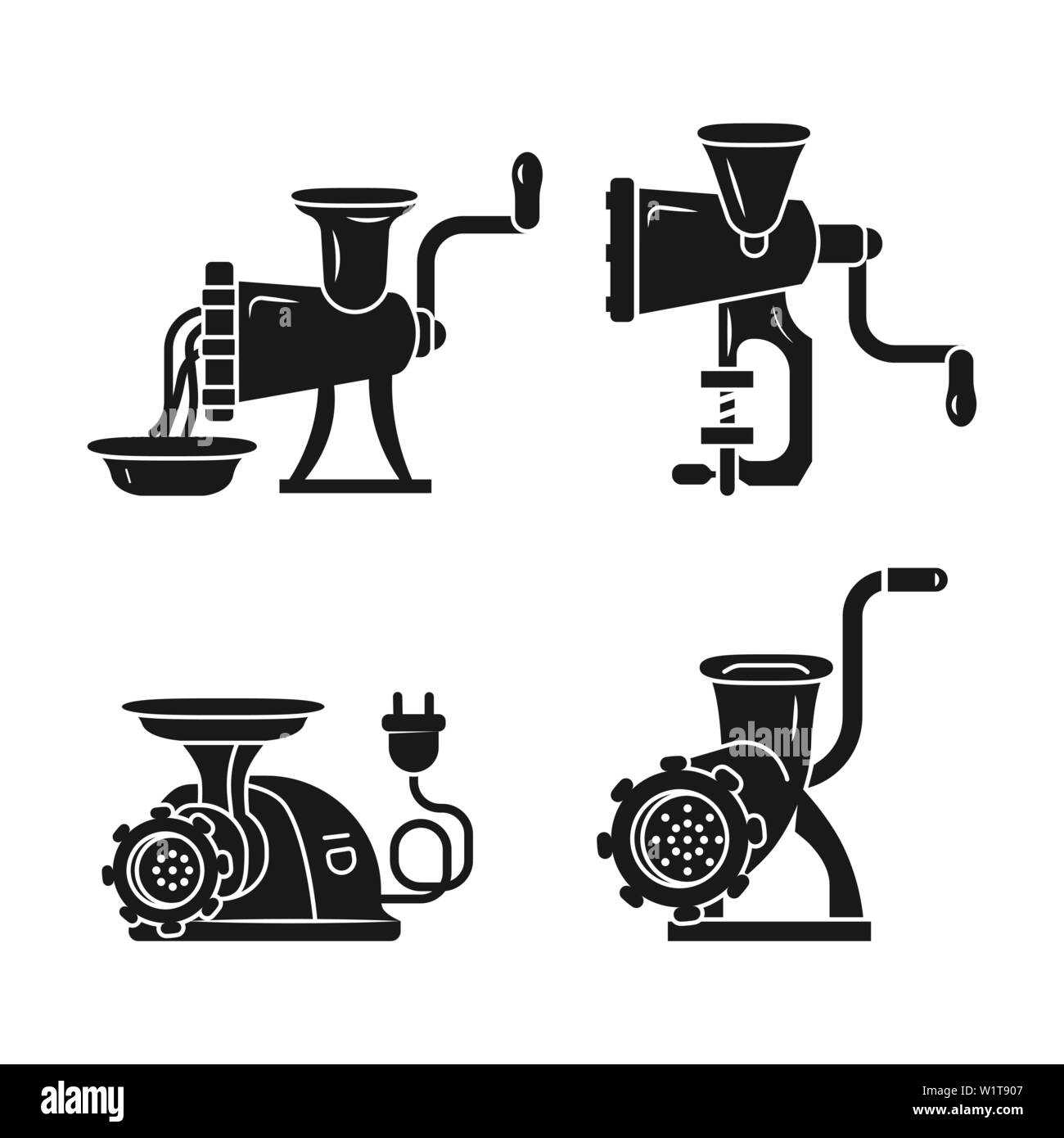Meat grinder icons set. Simple set of meat grinder vector icons for web ...