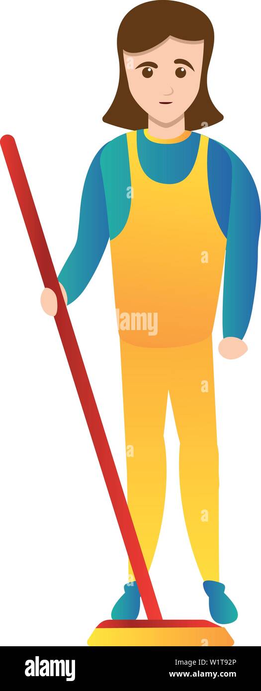 Woman cleaning mop icon. Cartoon of woman cleaning mop vector icon for ...