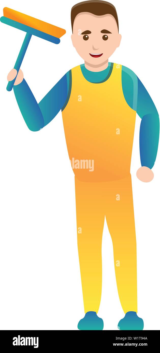 Man cleaning window icon. Cartoon of man cleaning window vector icon ...