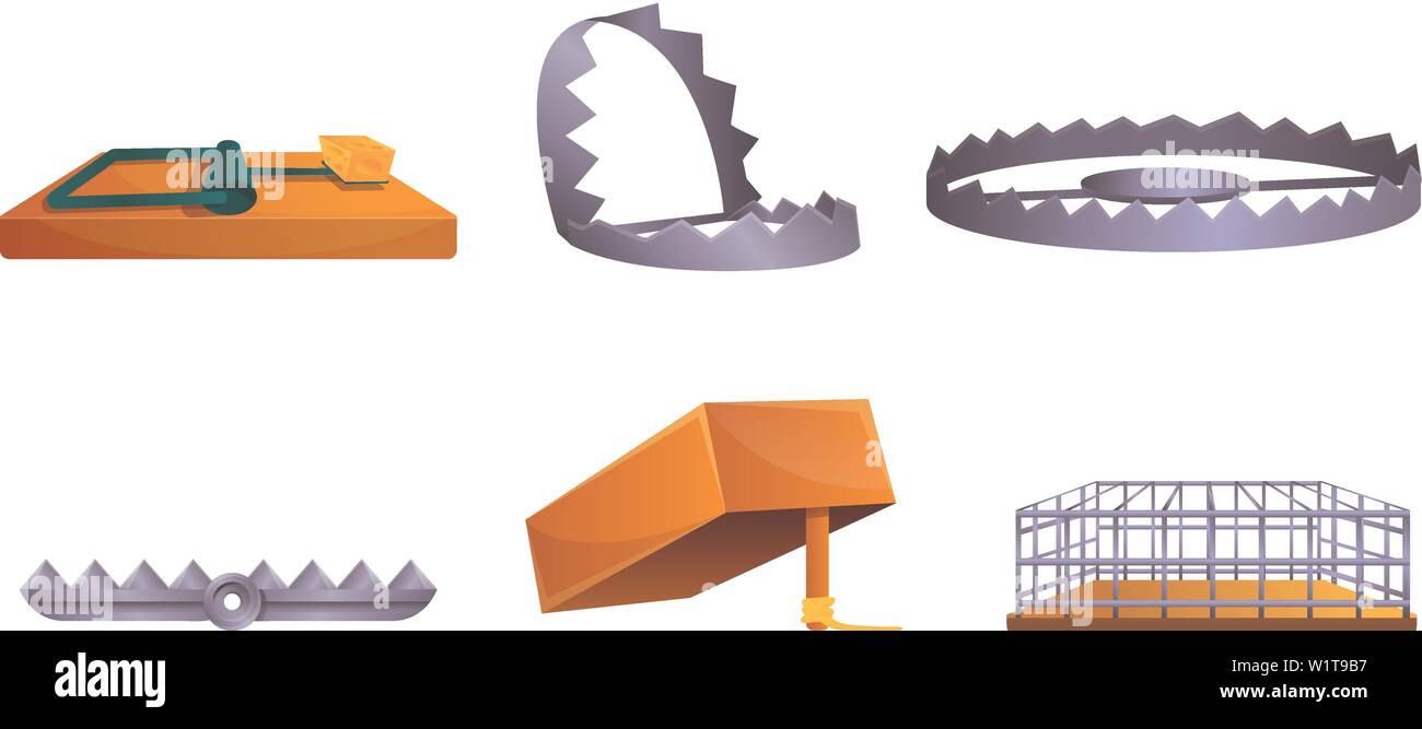 Trap icons set. Cartoon set of trap vector icons for web design Stock ...