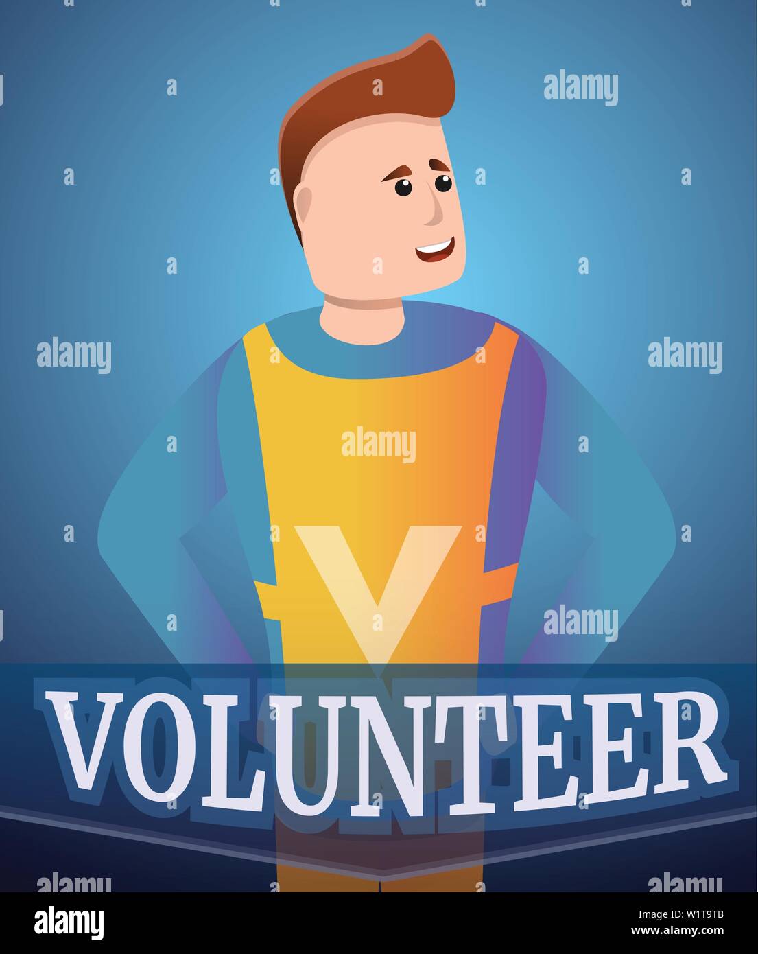 Modern volunteer concept banner. Cartoon illustration of modern ...