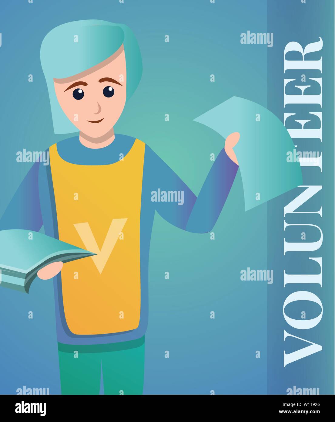 Student volunteer concept banner. Cartoon illustration of student ...