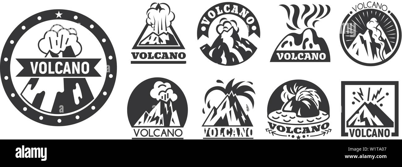 Volcano logo set, simple style Stock Vector Image & Art - Alamy