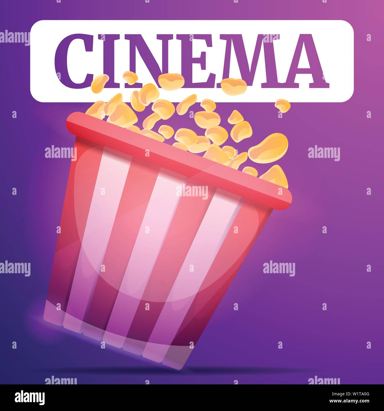 Cinema popcorn concept banner. Cartoon illustration of cinema popcorn ...