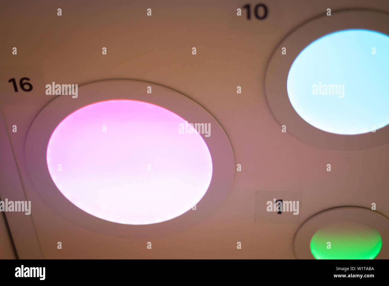 LED modern lights and bulbs on display in store lighting department ...