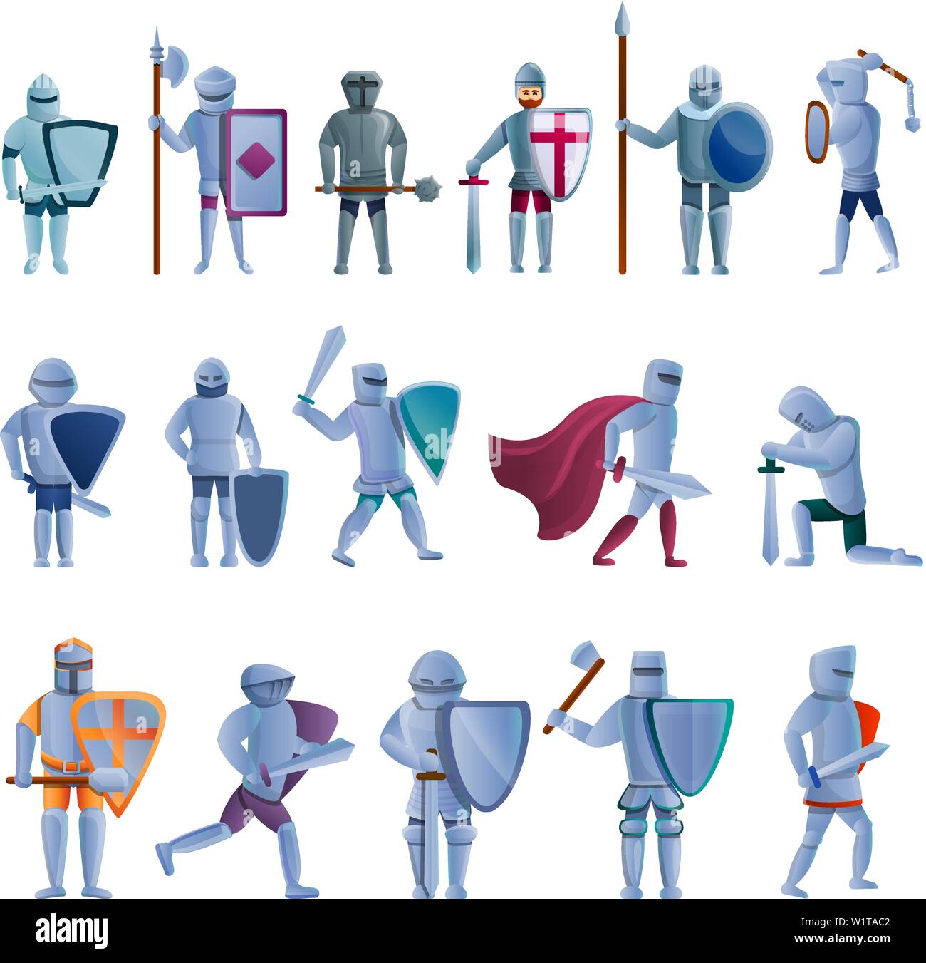 Knight icons set. Cartoon set of knight vector icons for web design ...