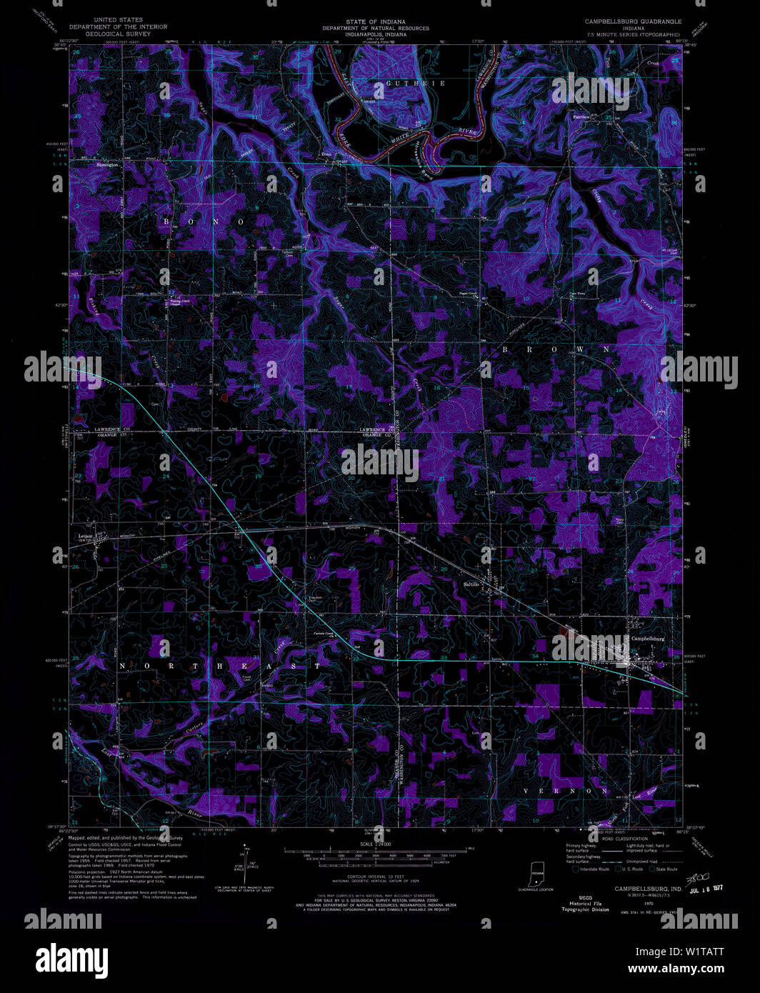 Campbellsburg map hi-res stock photography and images - Alamy