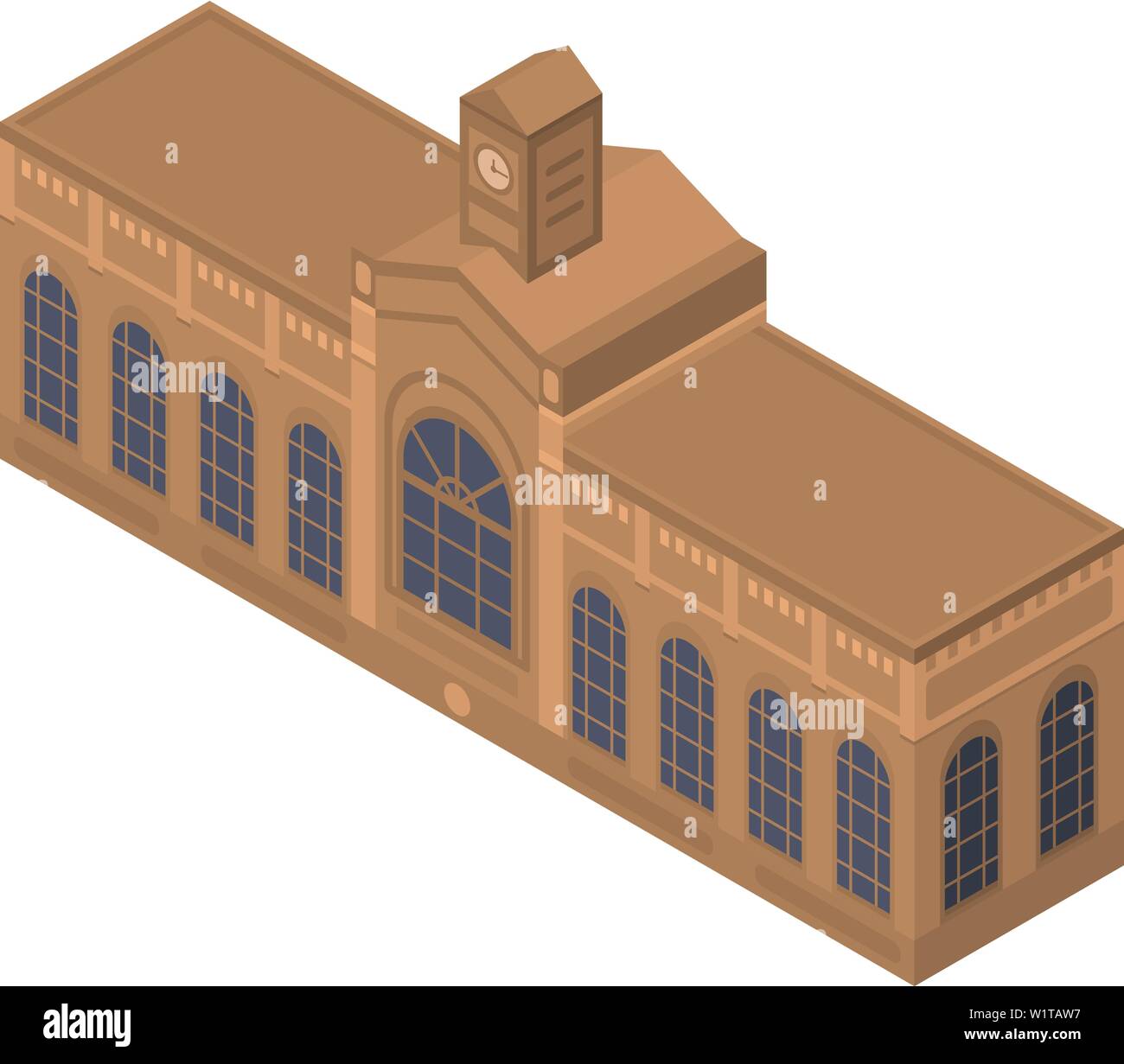 Brown railway building icon, isometric style Stock Vector Image & Art ...