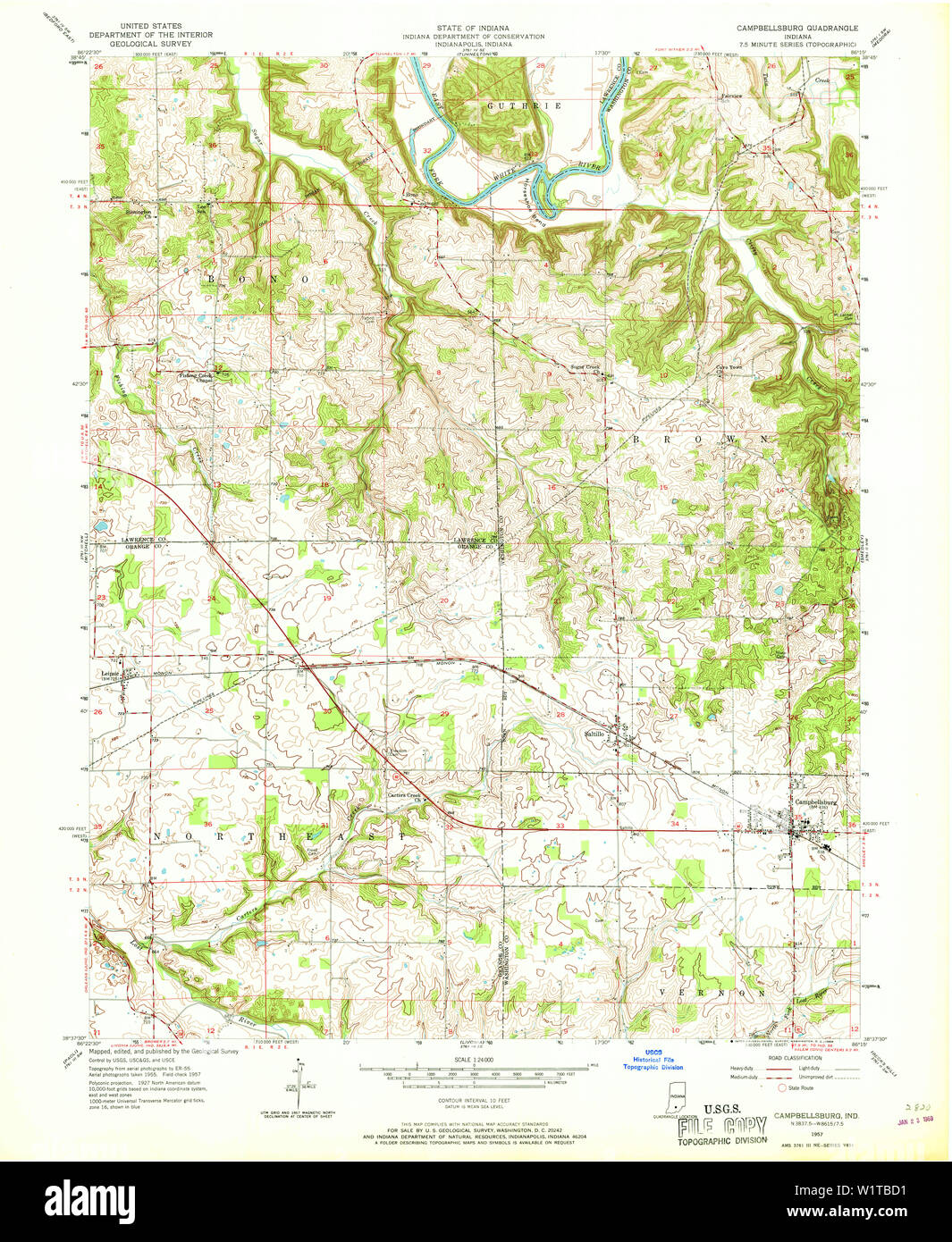 Campbellsburg map hi-res stock photography and images - Alamy