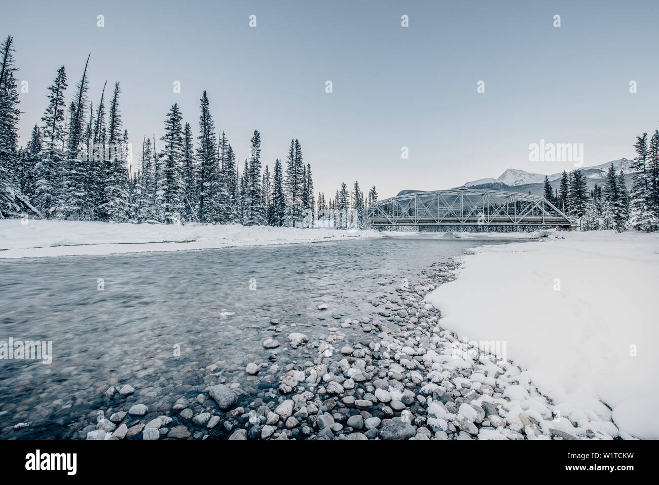 Bridge over Bow River, castle junction, Banff Town, Bow Valley, Banff ...