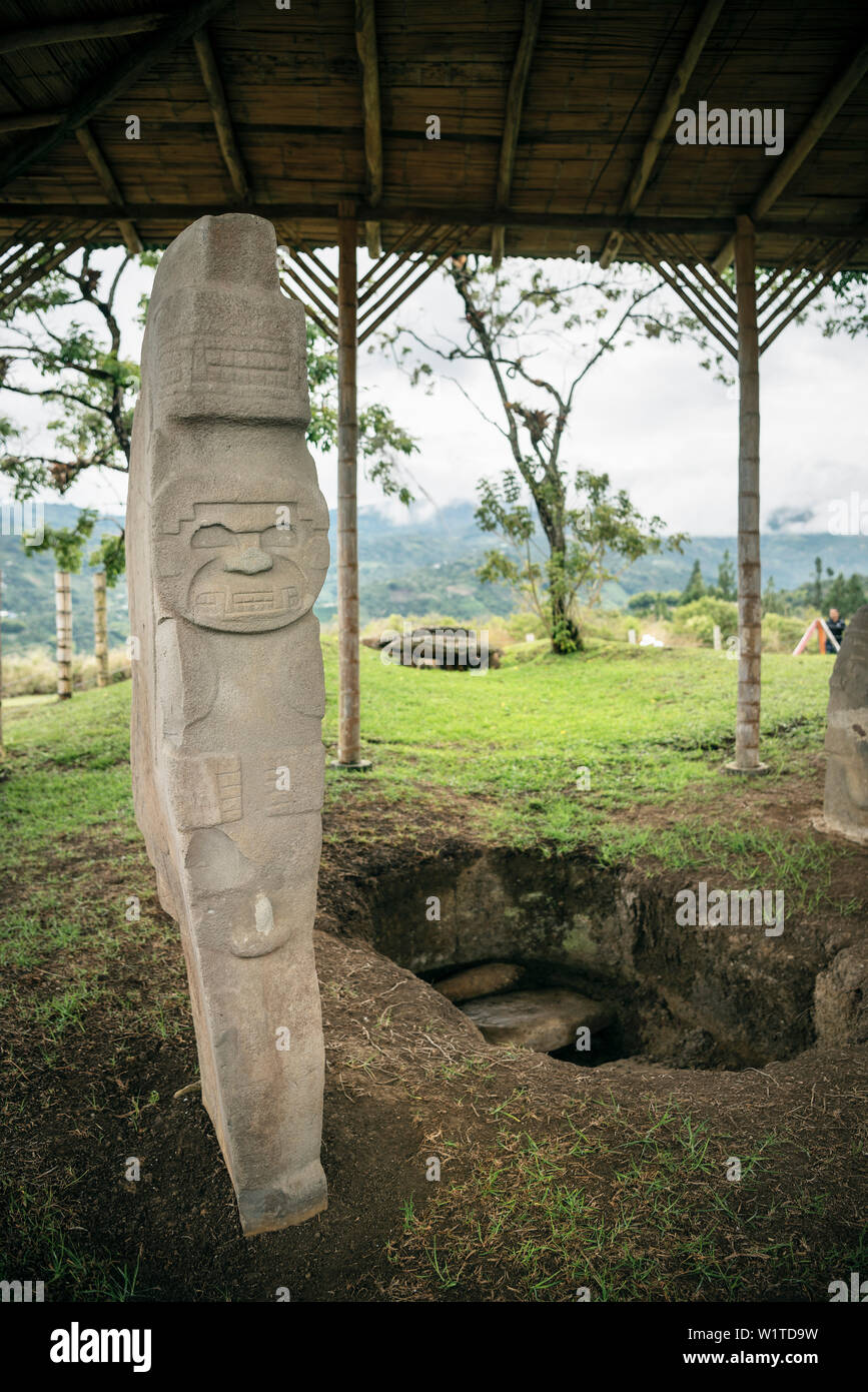pre-Columbian stone sculptures at archaeological park, San Agustin ...