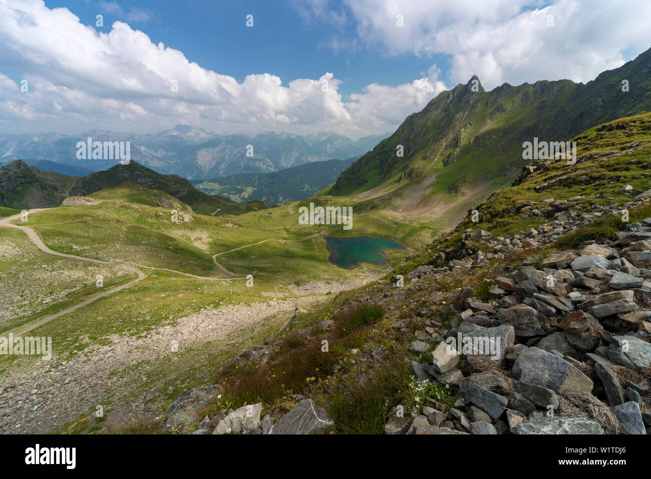 Lake Herzsee, Mt. Hochjoch, Verwall, Montafon, Bludenz, Vorarlberg ...
