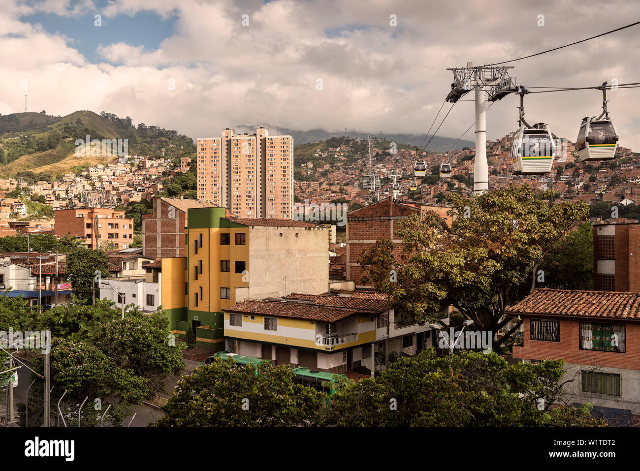 cable cars as part of public transportation connecting the slums of ...