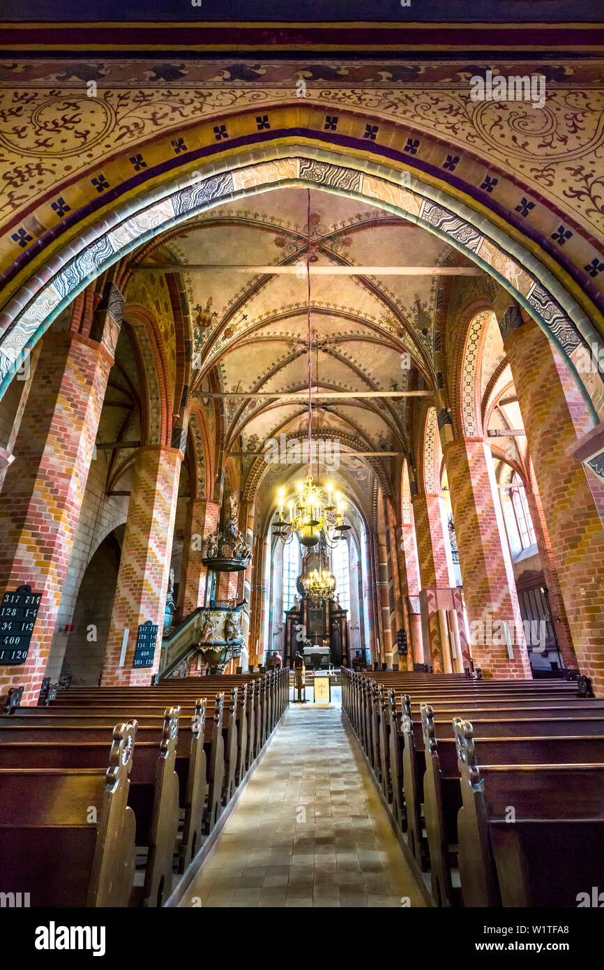 Interior of St. Mary's church, Bergen, Ruegen Island, Mecklenburg ...