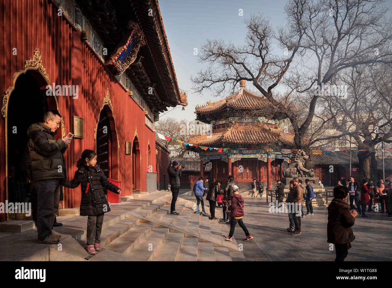 visitors at Yonghe Temple (aka Lama Temple), Beijing, China, Asia Stock ...