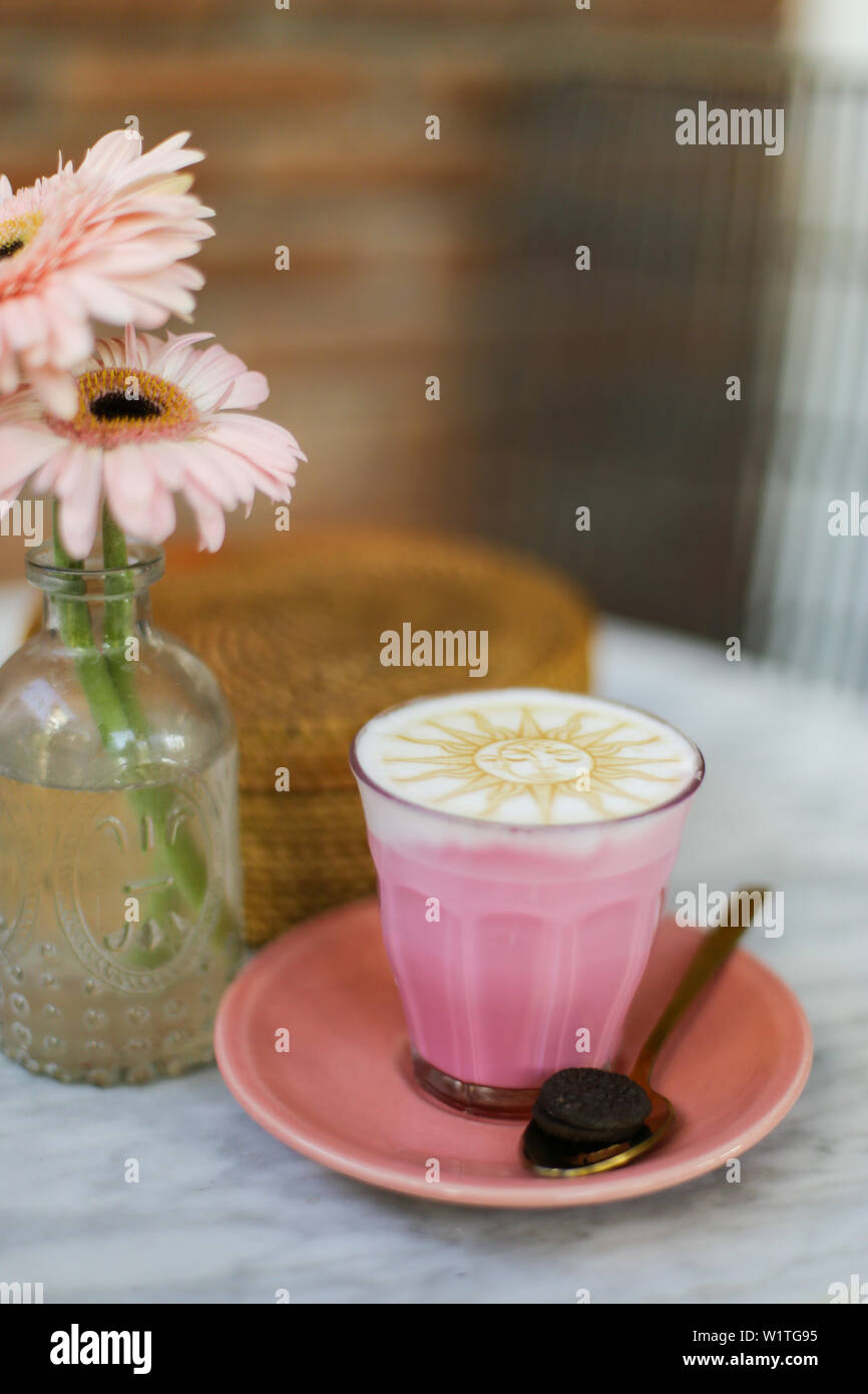 Pink latte hi-res stock photography and images - Alamy