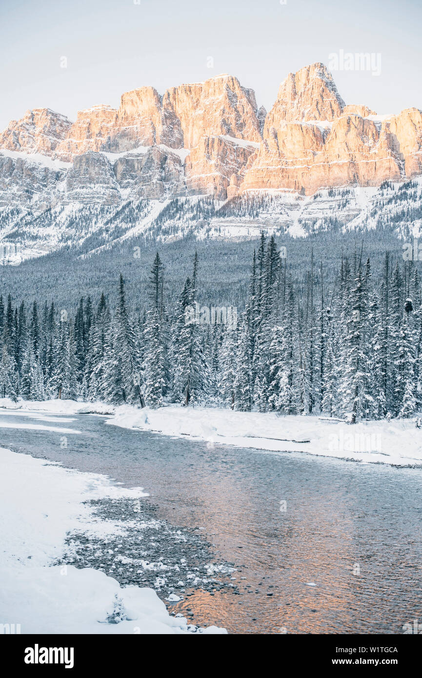 Riverside at Bow River, castle junction, Banff Town, Bow Valley, Banff ...