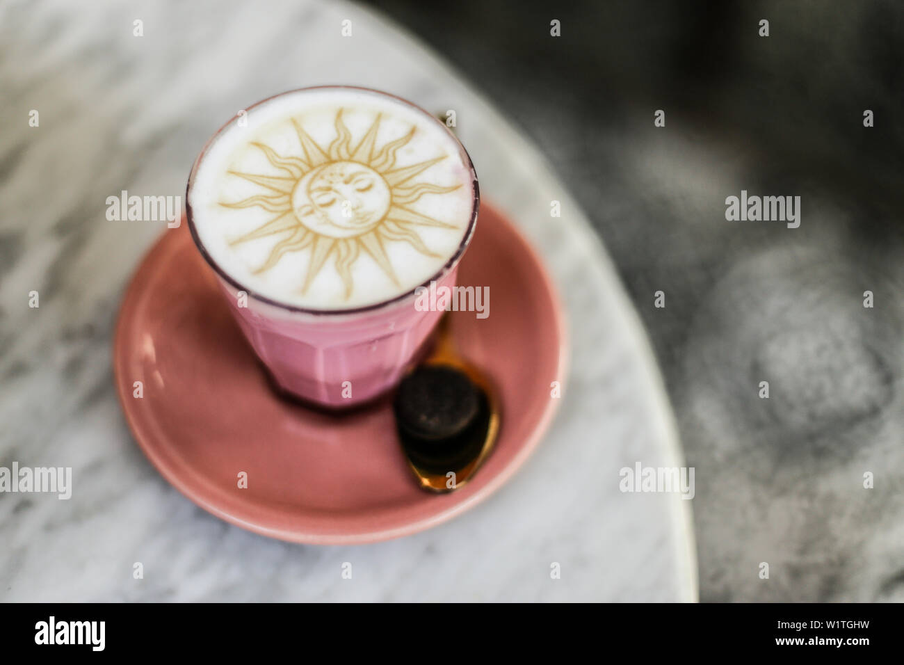 Pink latte hi-res stock photography and images - Alamy