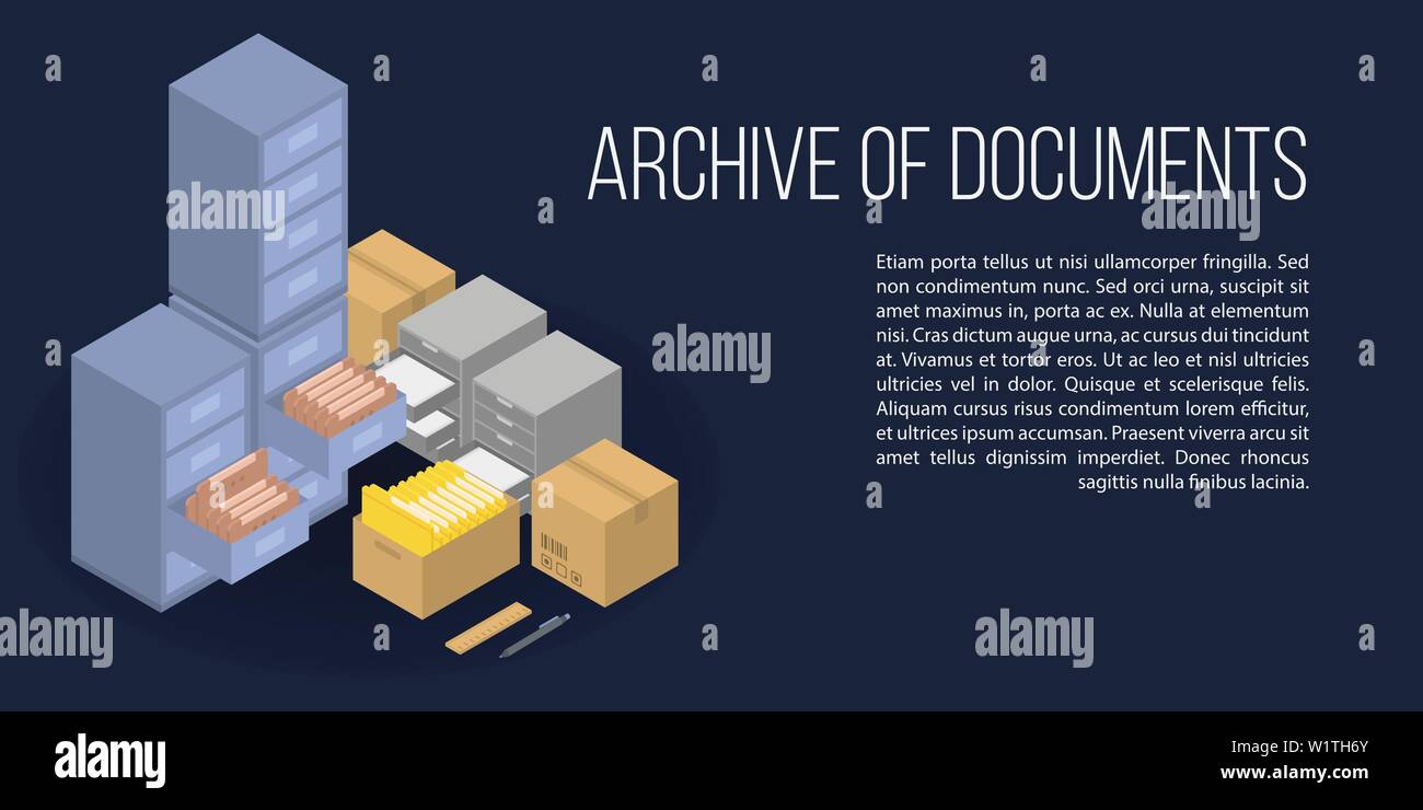 Archive of documents concept banner, isometric style Stock Vector Image ...