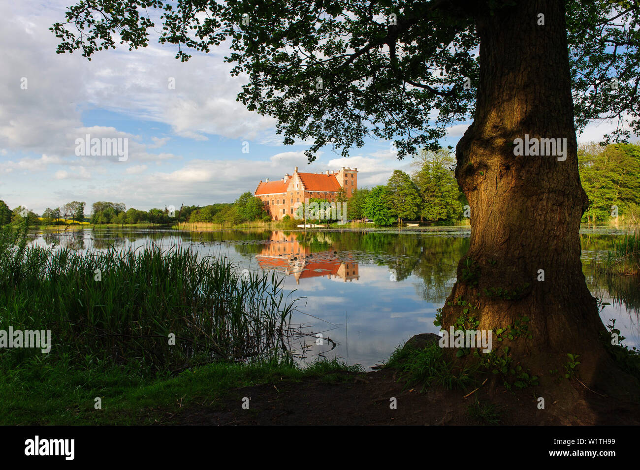 Castle Svaneholm at the lake, Shonen, Southern Sweden, Sweden Stock ...