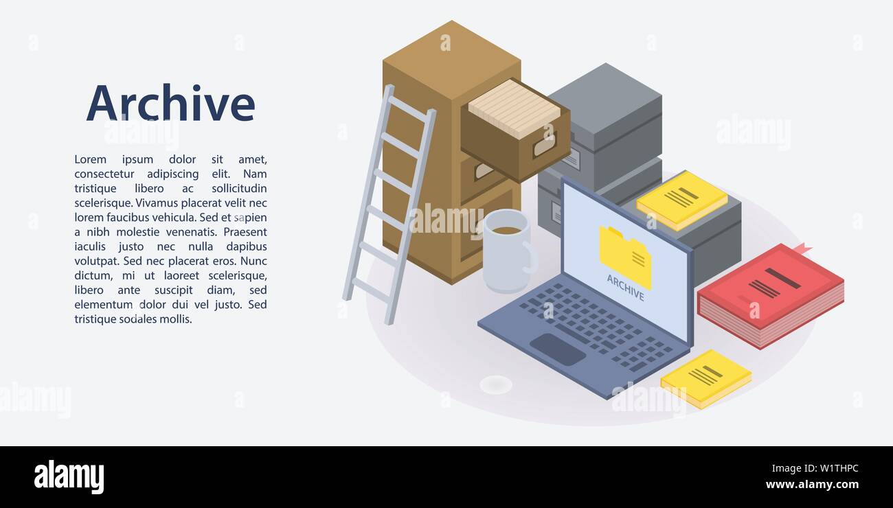 Archive concept banner, isometric style Stock Vector Image & Art - Alamy
