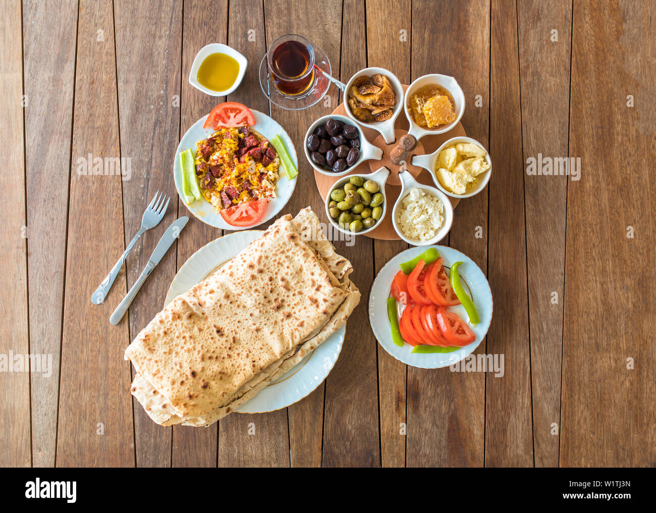 Traditional Turkish Breakfast Table. Turkish Breakfast Food Cuisine ...