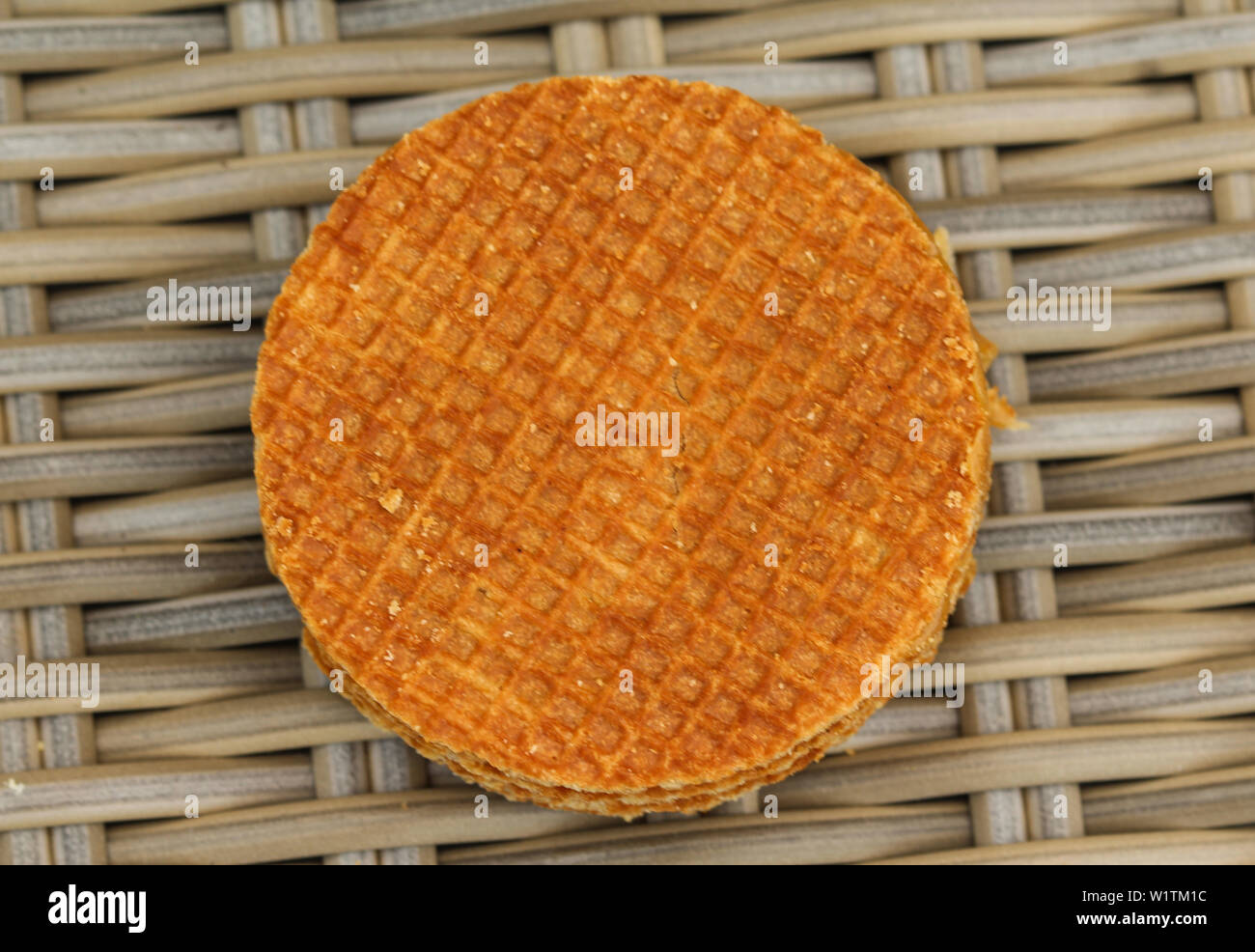 close up of stack of traditional dutch stroopwafels cookie, a caramel ...