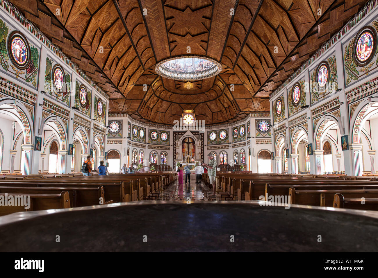 Interior view of the blue, white and black Immaculate Conception ...