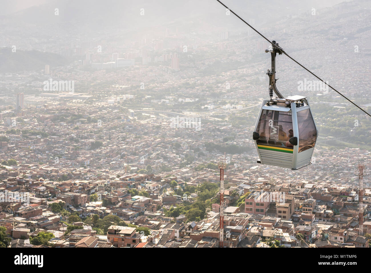 cable cars as part of public transportation connecting the slums of ...