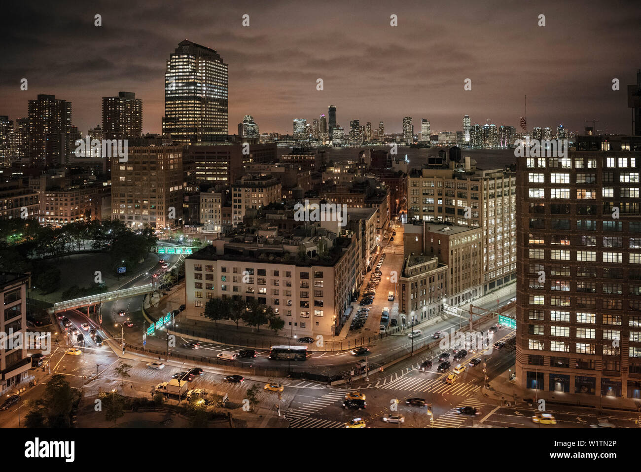 view from rooftop Bar over midnight Manhattan, NYC, New York City ...
