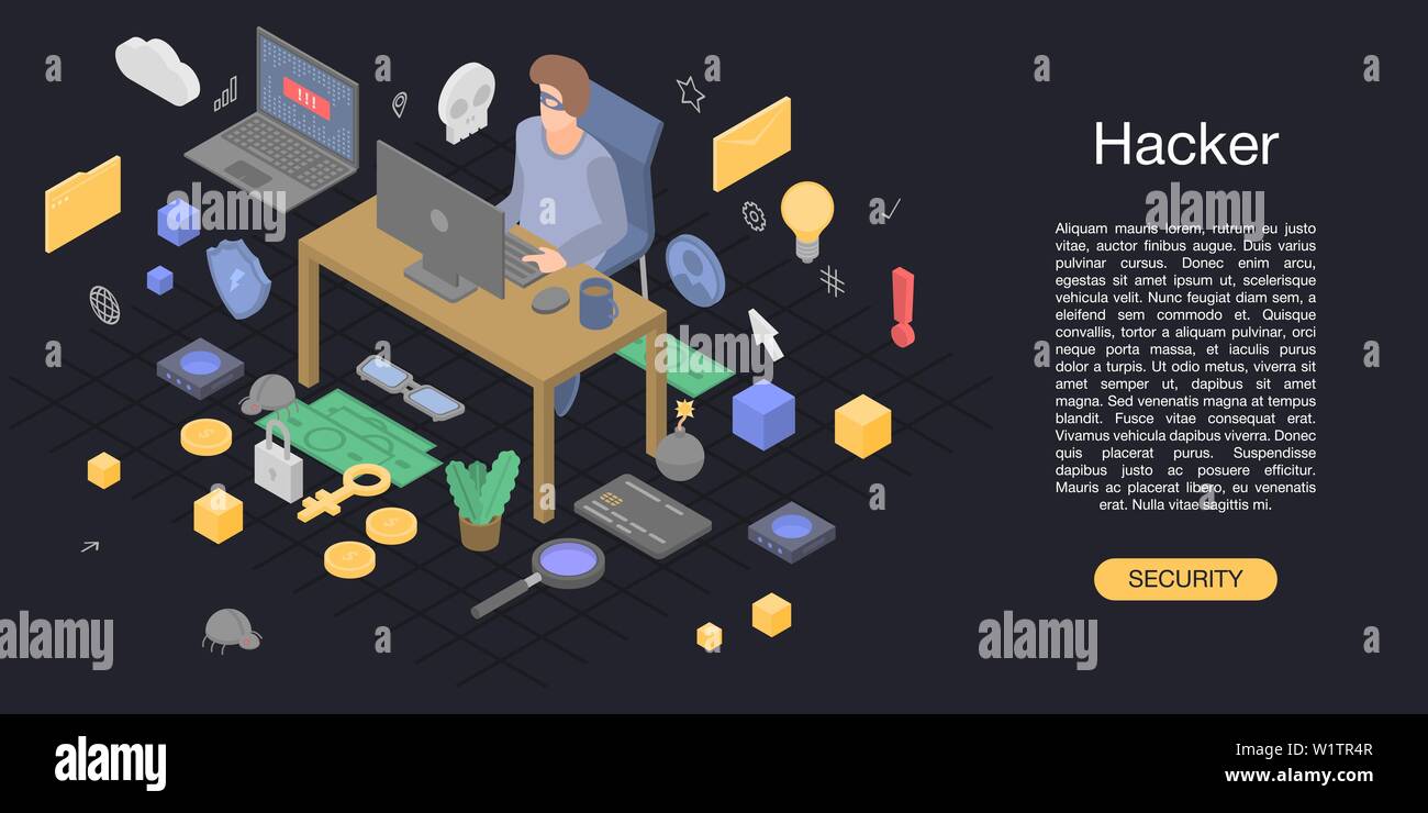 Hacker man concept background, isometric style Stock Vector Image & Art ...