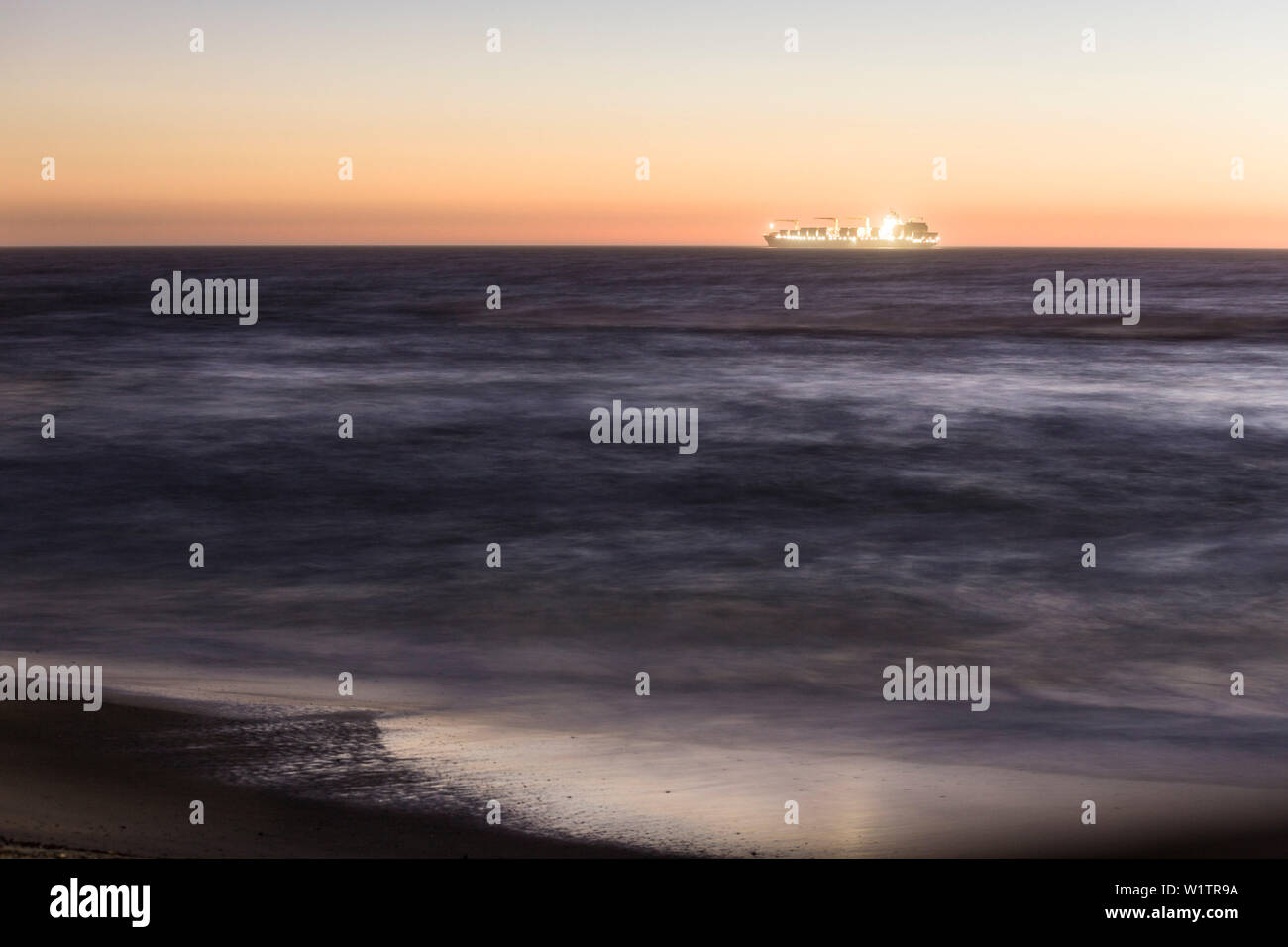 A container vessel approaching Swakopmund in the Atlantic coast, Erongo ...