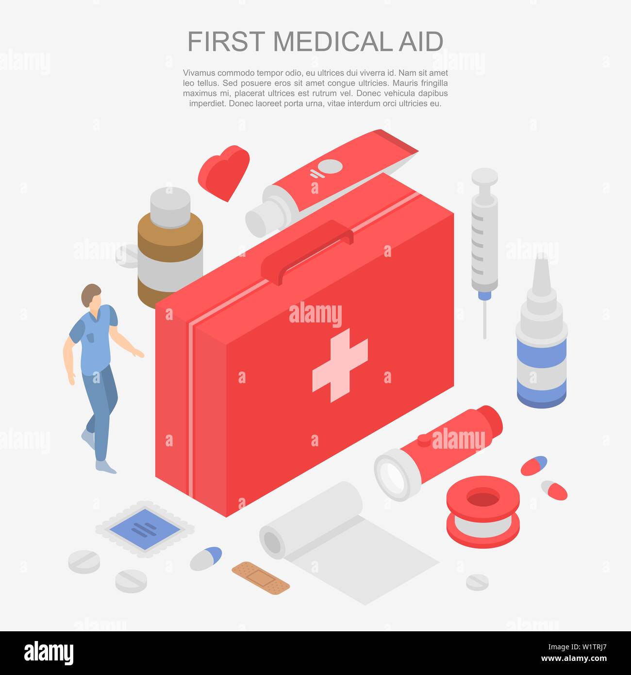 First medical aid concept banner, isometric style Stock Vector Image ...