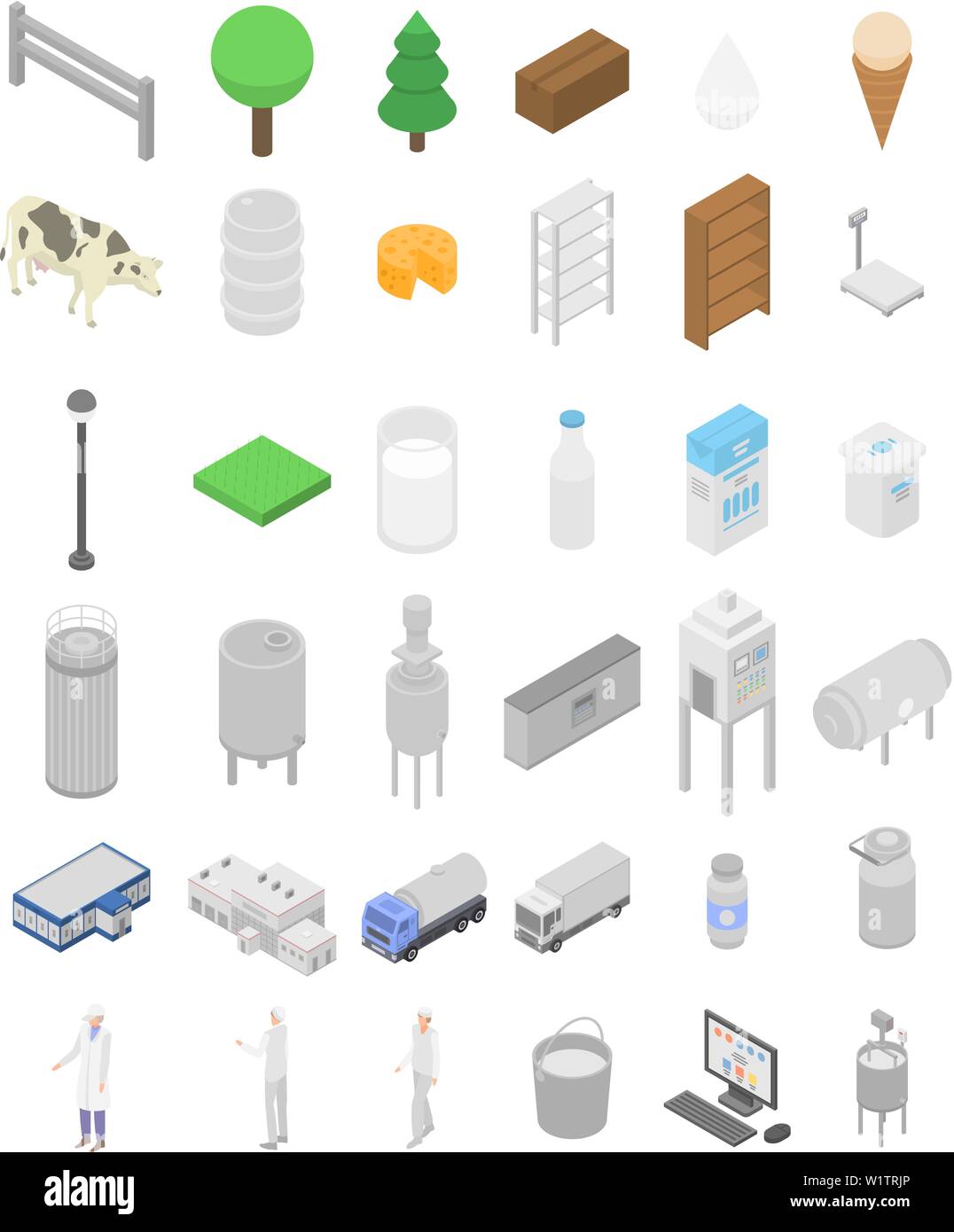 Milk factory icons set, isometric style Stock Vector Image & Art - Alamy
