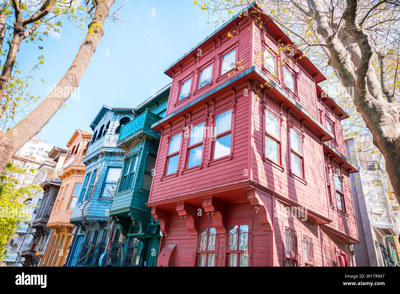 Historical, Old, Colorful Houses in Kuzguncuk, Istanbul, Turkey. Detail ...