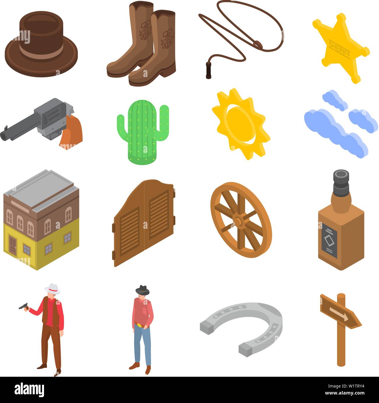 Cowboy icons set, isometric style Stock Vector Image & Art - Alamy