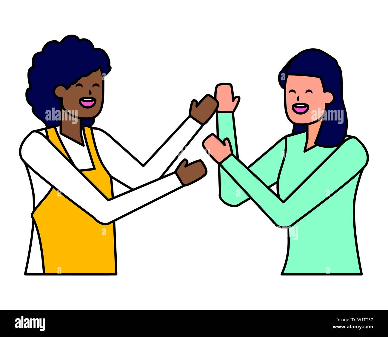 two women characters portrait on white background Stock Vector Image ...