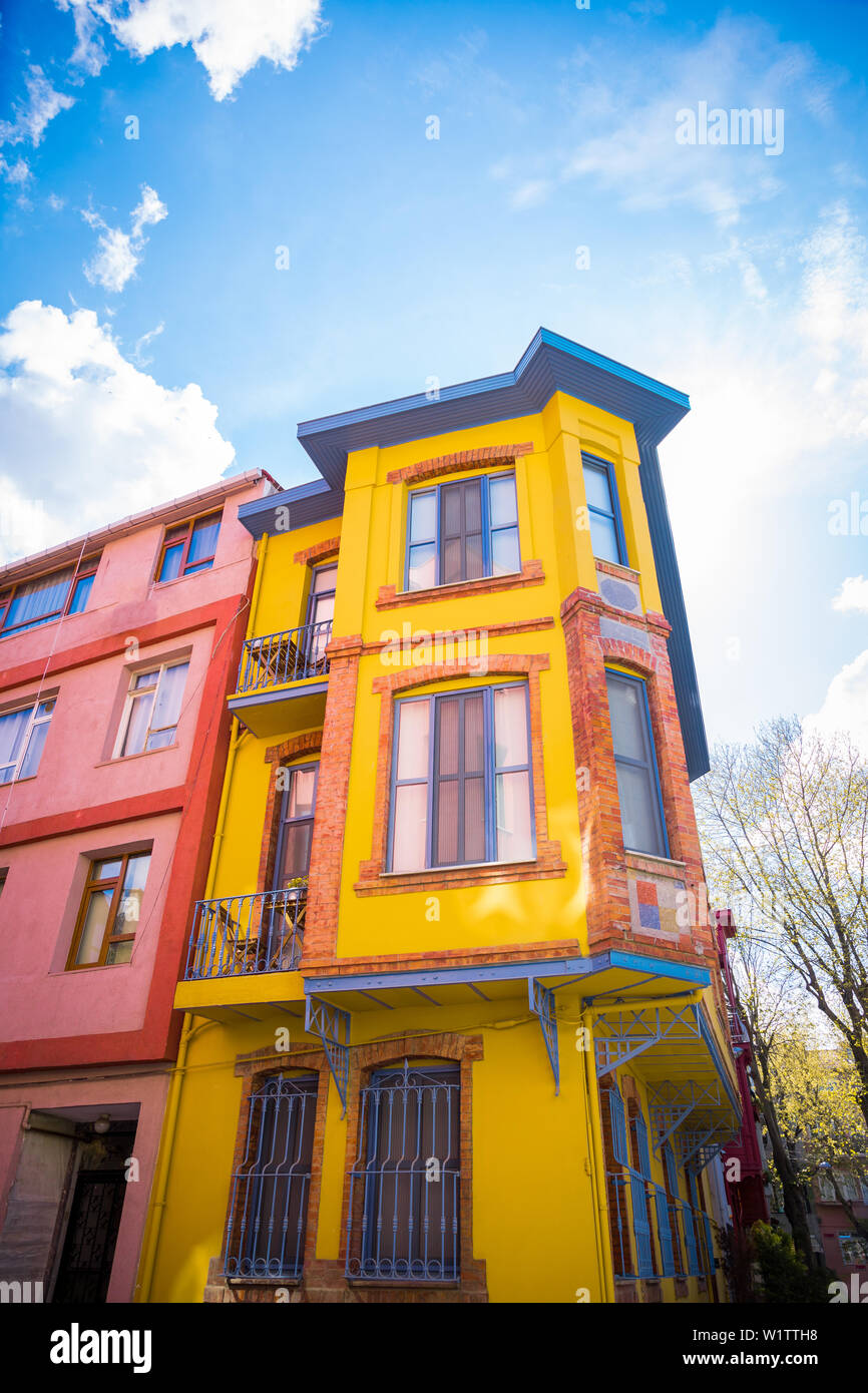 Historical, Old, Colorful Houses in Kuzguncuk, Istanbul, Turkey. Detail ...
