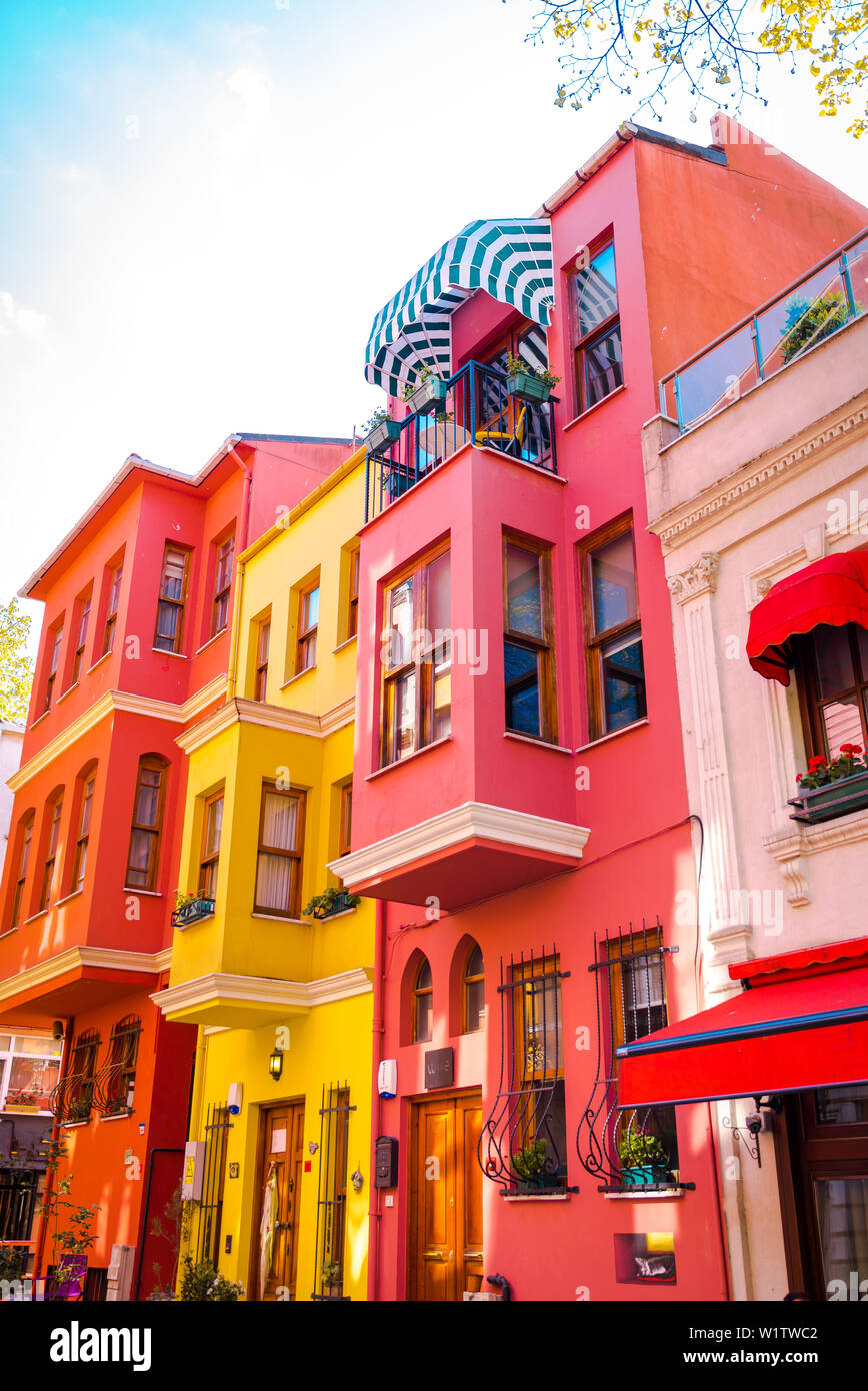 Historical, Old, Colorful Houses in Kuzguncuk, Istanbul, Turkey. Detail ...