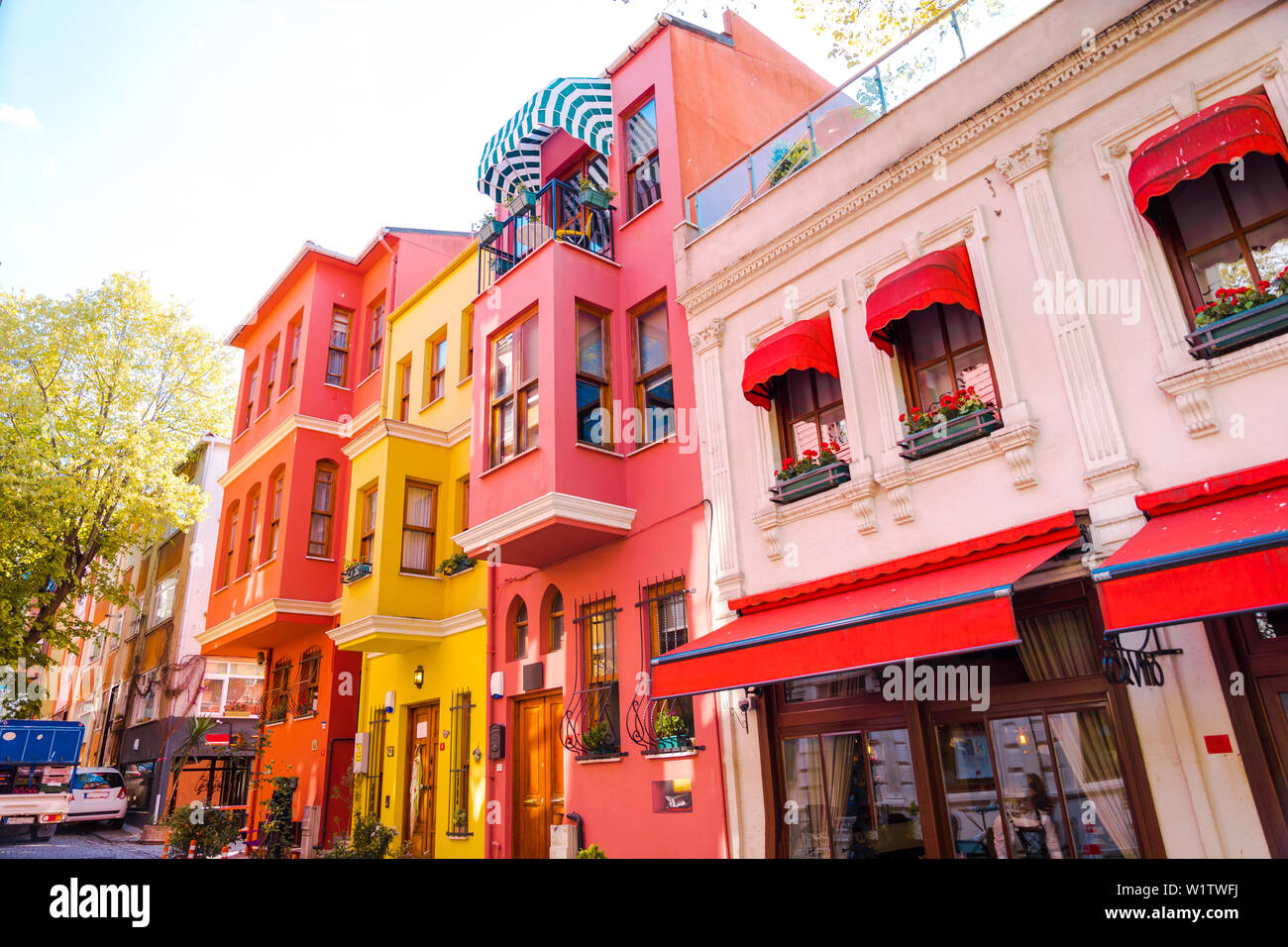 Historical, Old, Colorful Houses in Kuzguncuk, Istanbul, Turkey. Detail ...