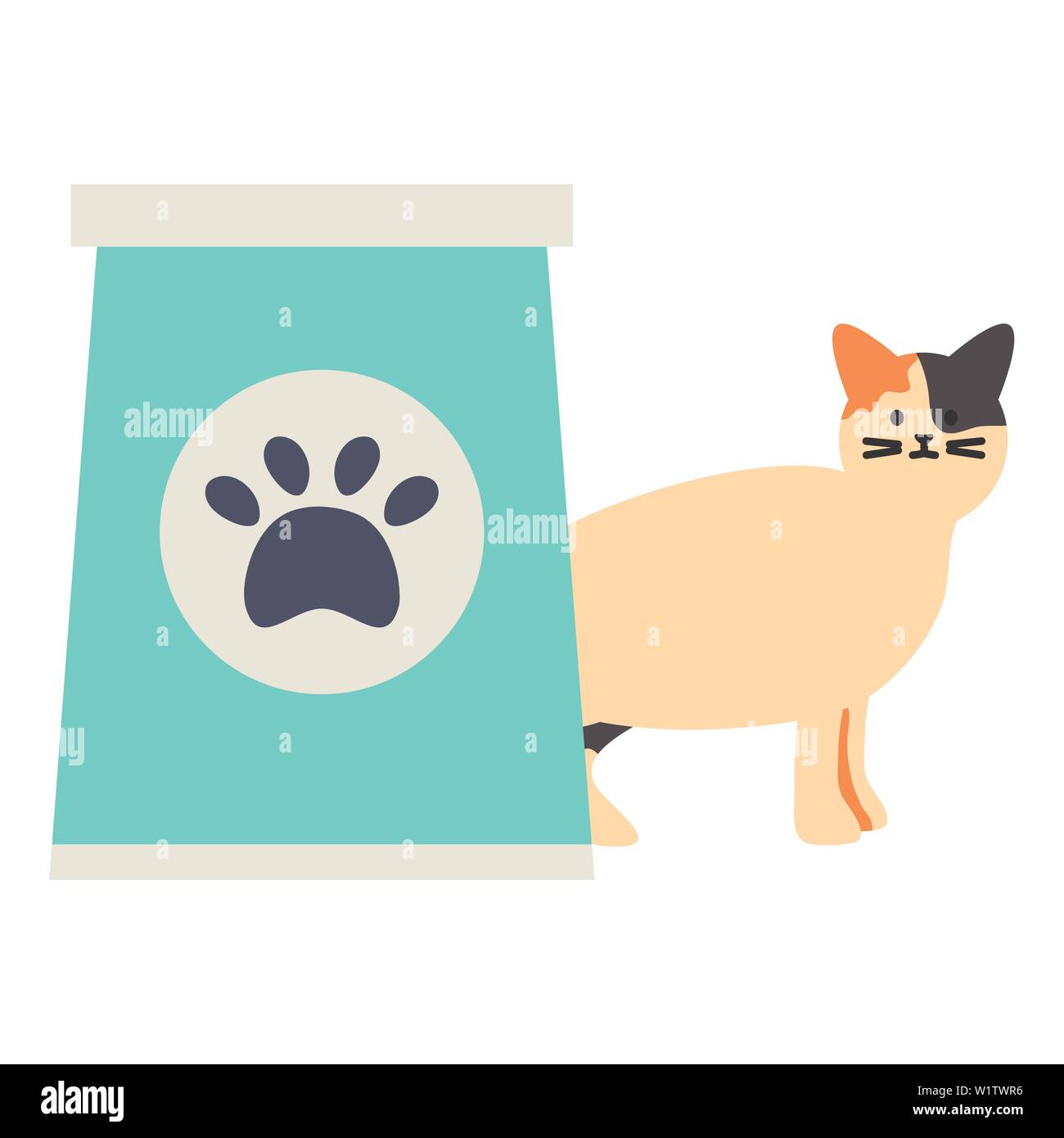 cute cat mascot with food paper bag vector illustration design Stock ...