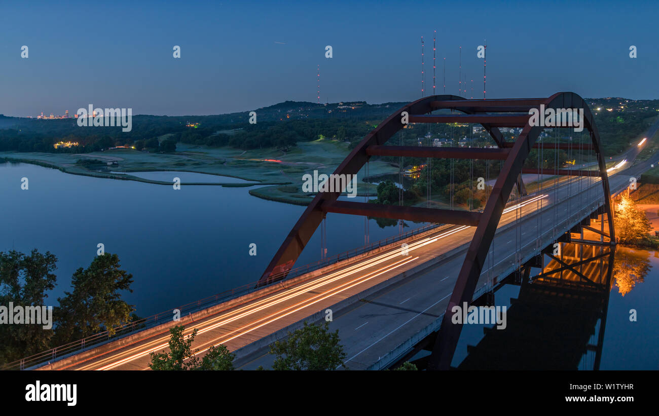 Early View of the Austin 360 Bridge With Downtown Austin in the ...