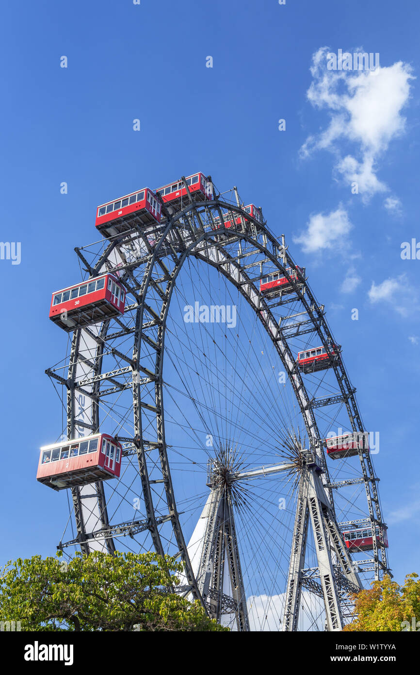 Viennese giant wheel Wiener Riesenrad in the Prater amusement park in ...