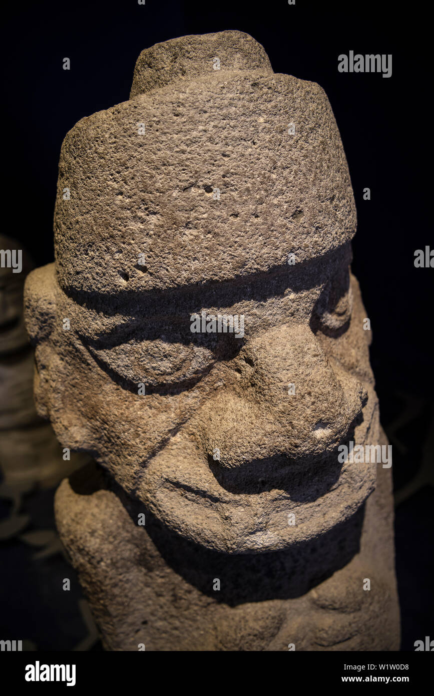 pre-Columbian stone sculptures displayed at the museum, San Agustin ...